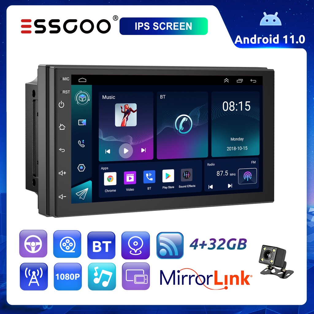 ESSGOO 【4+32GB】Car Radio Double 2 DIN Android Car Player 7" inch IPS ...