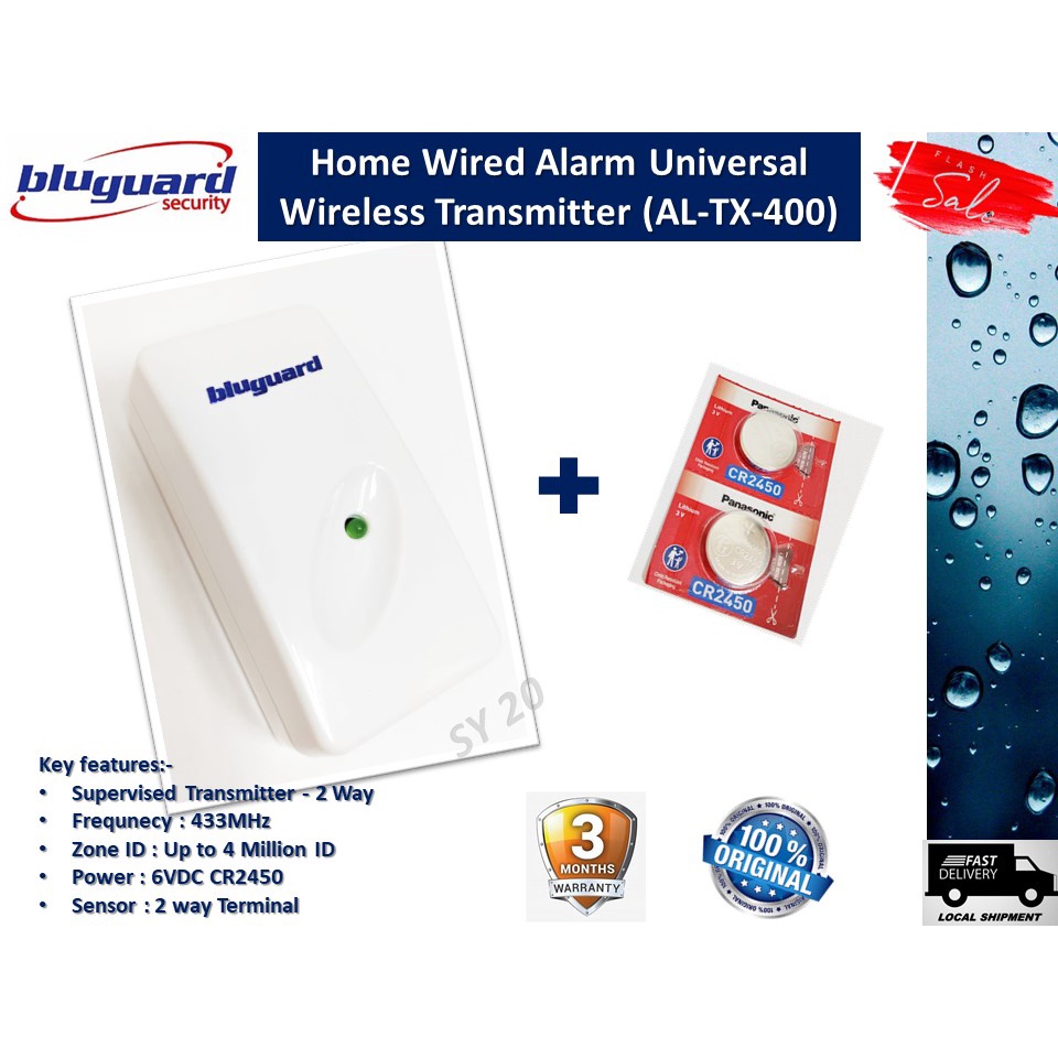 Bluguard Home Wired Alarm Universal Wireless Transmitter (AL-TX-400 ...