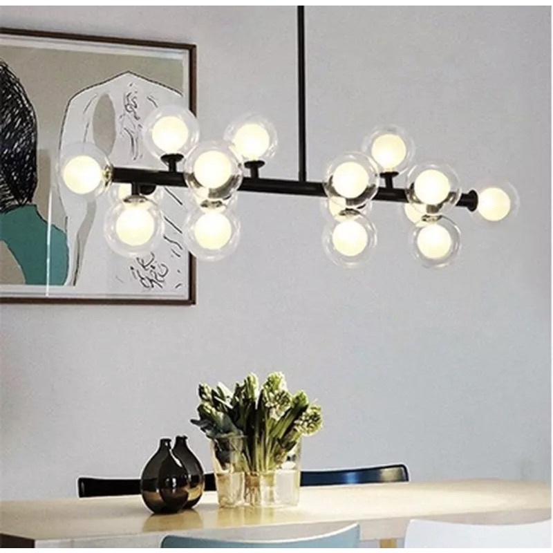 modern Milk White Glass Ball Gold Iron Long Pendant Light for Dining ...
