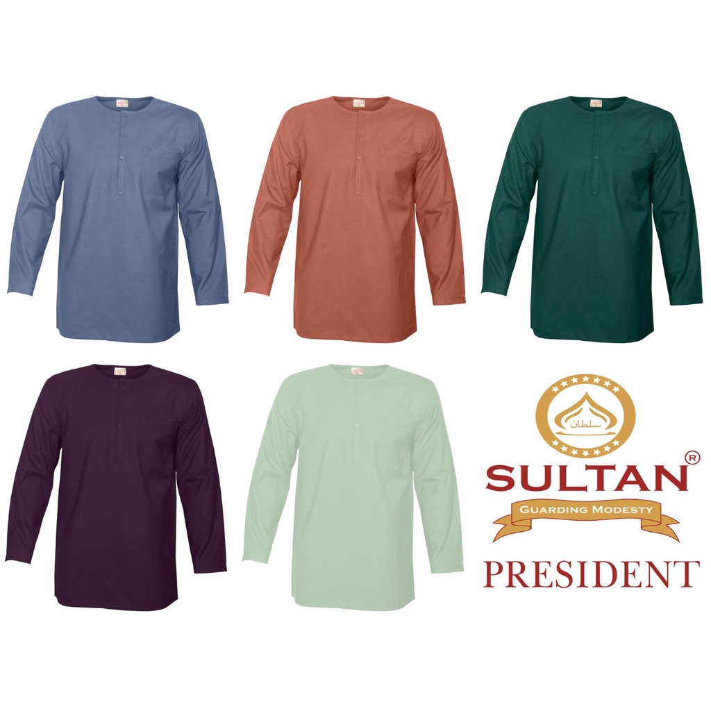 SULTAN KURTA LELAKI / MEN'S - PRESIDENT - ROUND NECK FULL SLEEVES ...