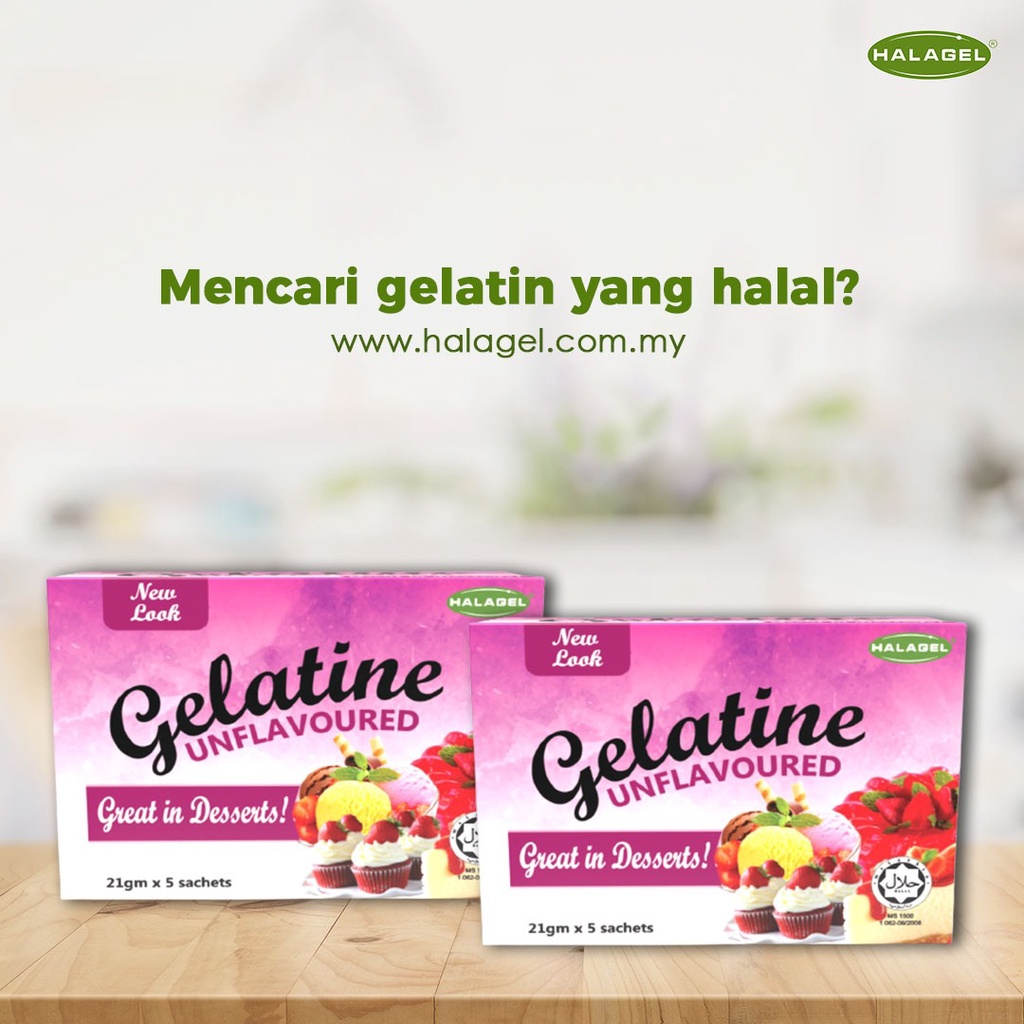 Halagel Edible Halal Gelatin | Unflavored Gelatin | Tanpa Perisa | Box ...