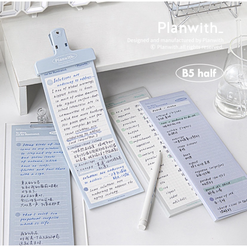 〖Iced.Studio〗Planwith B5 Half Notepad Ins Tearable With Free Stickers 可撕B5拍纸本长条笔记本ins高颜值便签本子 ...