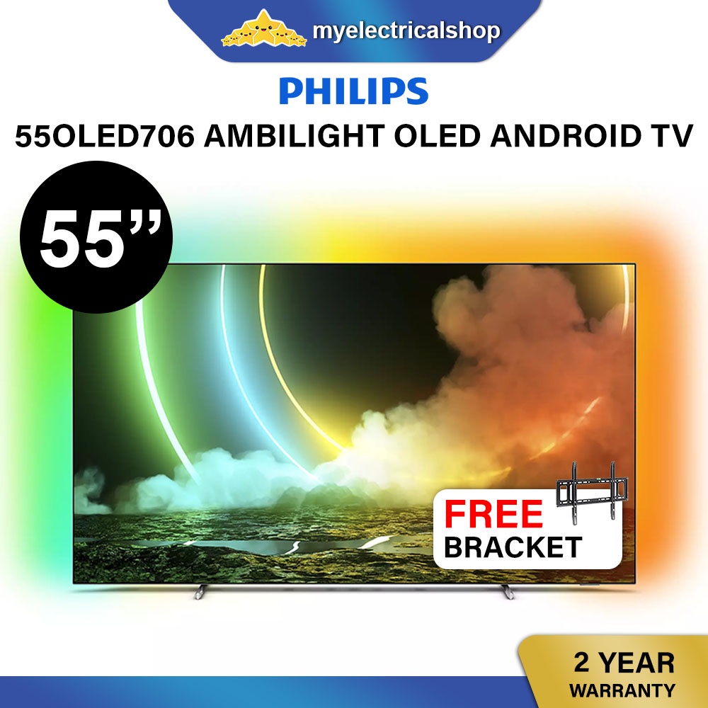 [ Ambilight OLED TV ] Philips 55OLED706 55 Inch 4K UHD Android TV OLED ...