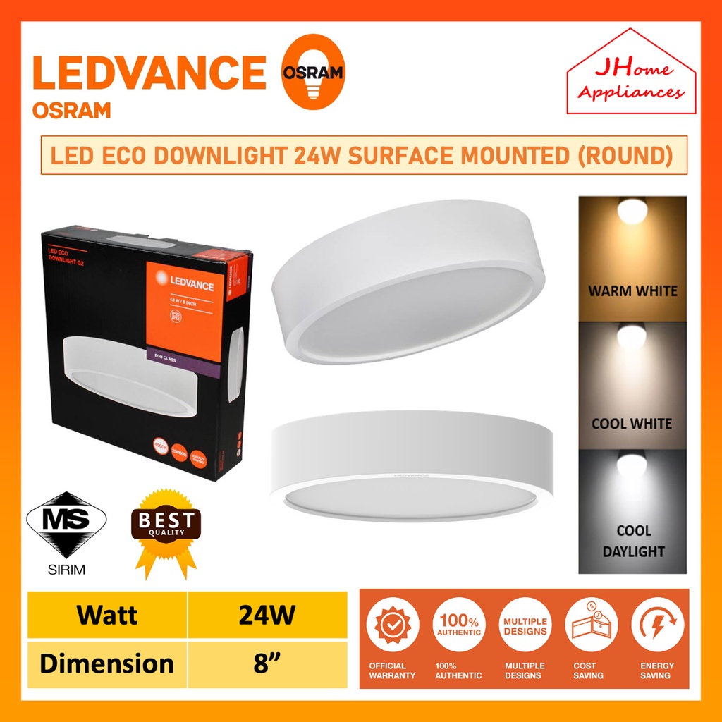 OSRAM LEDVANCE SURFACE DOWNLIGHT LED ECO 24W 8" SURFACE MOUNTED ( ROUND ...