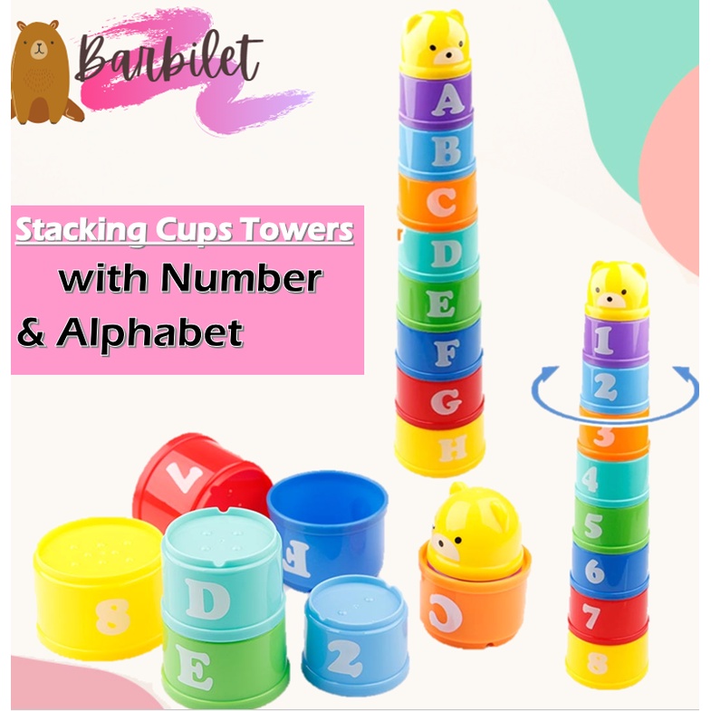 9 Pcs Stacking Cups Towers Baby Stacking Blocks Educational Toys ...