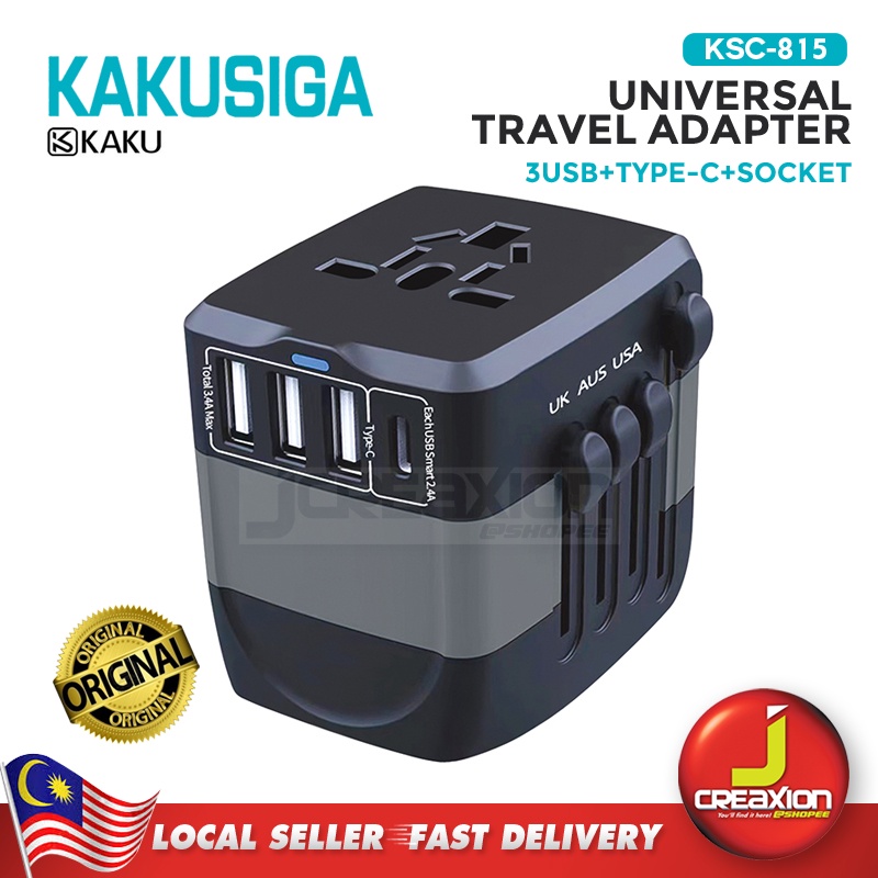 KAKU / KAKUSIGA KSC-815 High-Power Universal Travel Charger Adapter USB ...