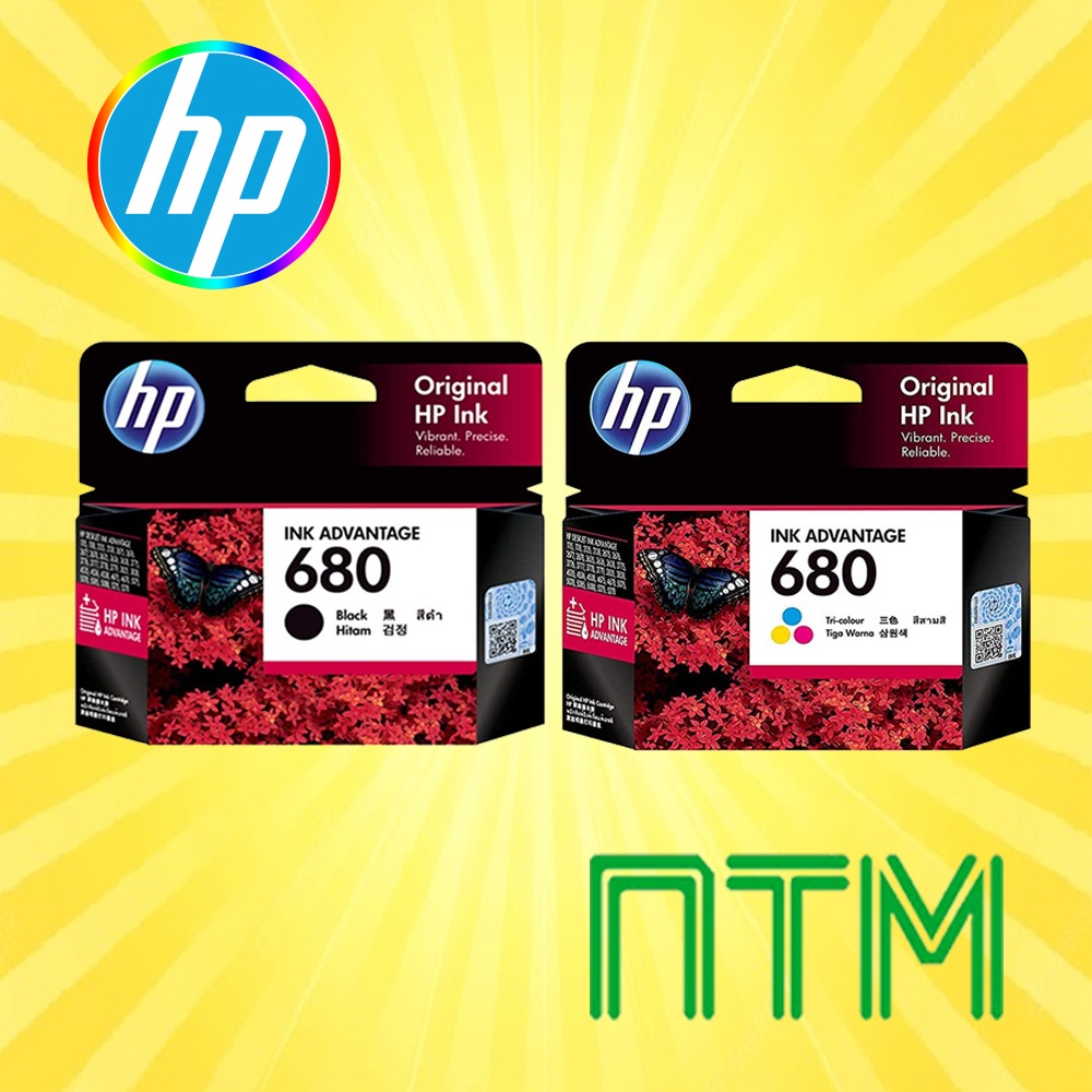 [ORIGINAL] HP 680 BLACK INK / TRI COLOR COLOUR INK CARTRIDGE ORIGINAL ...