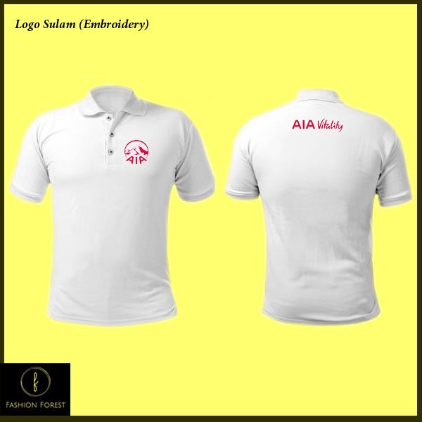 Baju logo Sulam Polo Classic T Shirt LOGO AIA Vitality Embroidery FOR ...