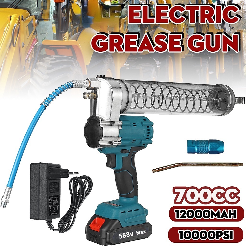 588v 700CC Cordless Electric Grease Gun Rechargeable High Pressure ...