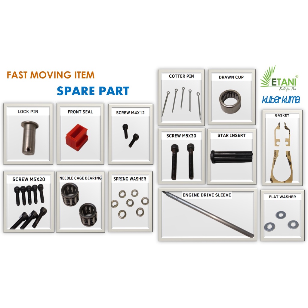 SPARE PART /FAST MOVING/MESIN CANTAS SAWIT BERMOTOR, STOCK READY/KUBA ...