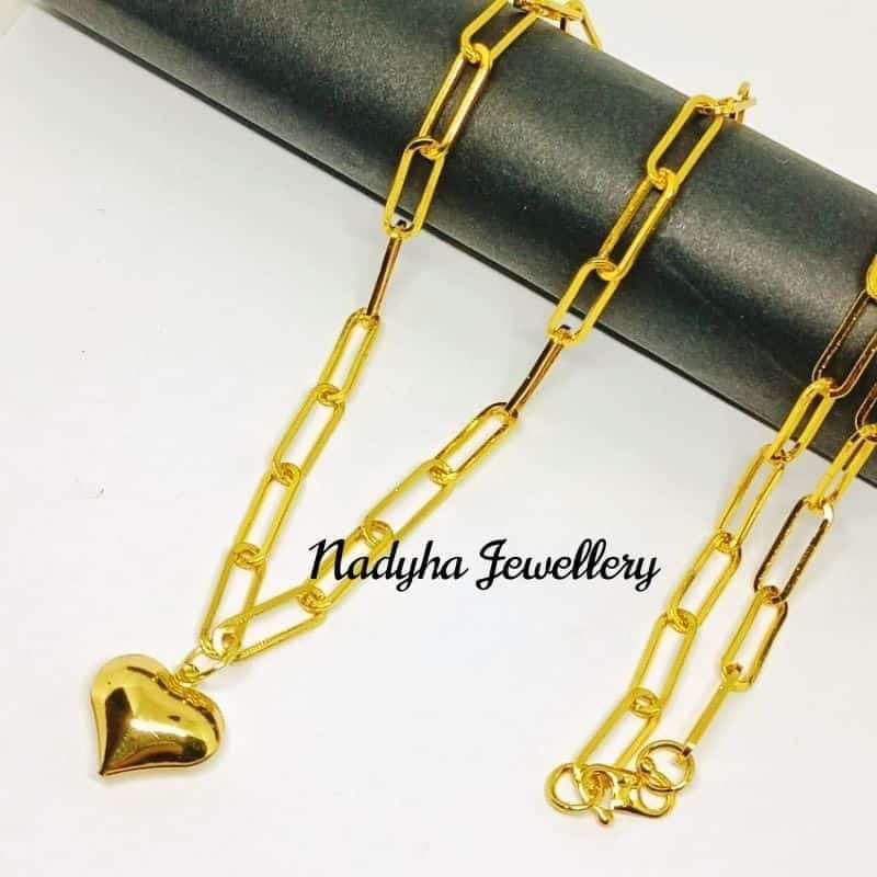 RANTAI LEHER PAPER CLIP VIRAL SUASA 18K | Shopee Malaysia