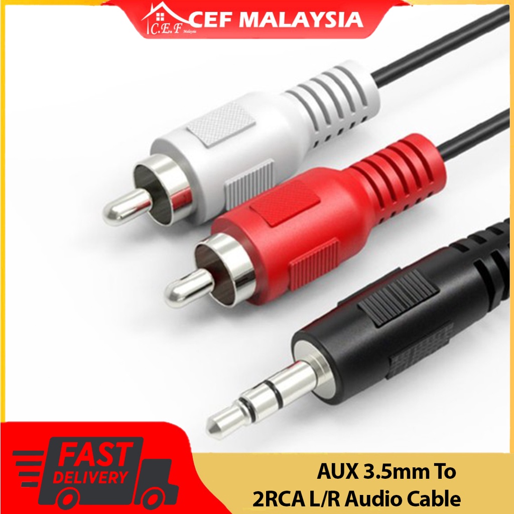 AUX 3.5mm To 2RCA L/R Audio Cable 1.5 Meter Length(READY STOCK ...