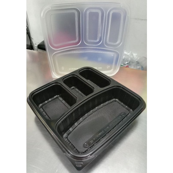 TRAY DISPOSABLE 4 COMPARTMENT CONTAINER WITH LOCK (50PCS) | Shopee Malaysia