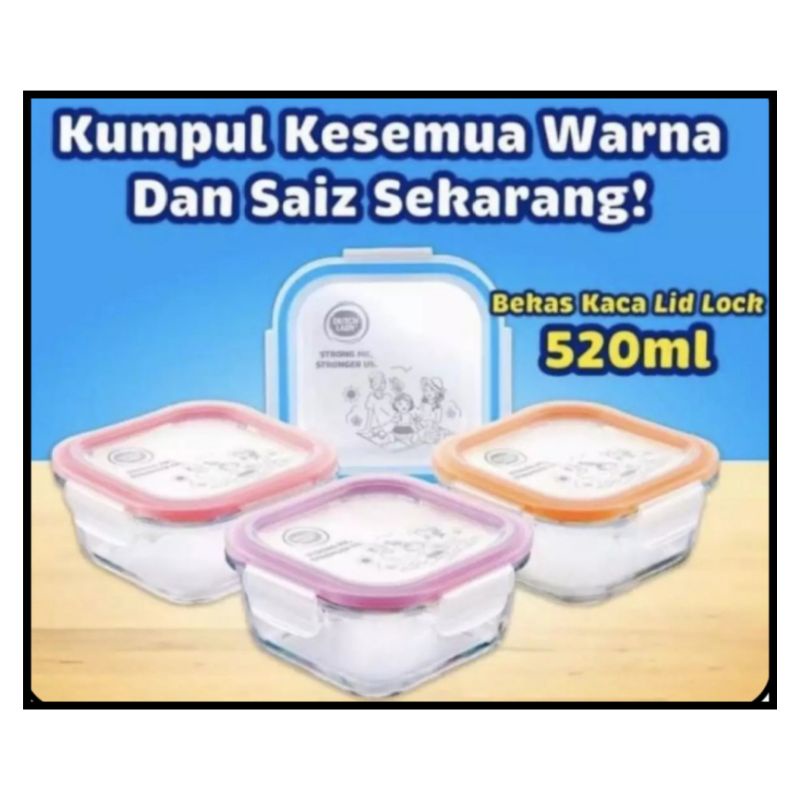 Dutch Lady Lid Lock Glass Container 520ml Ready Stock Breakfast Lunch ...