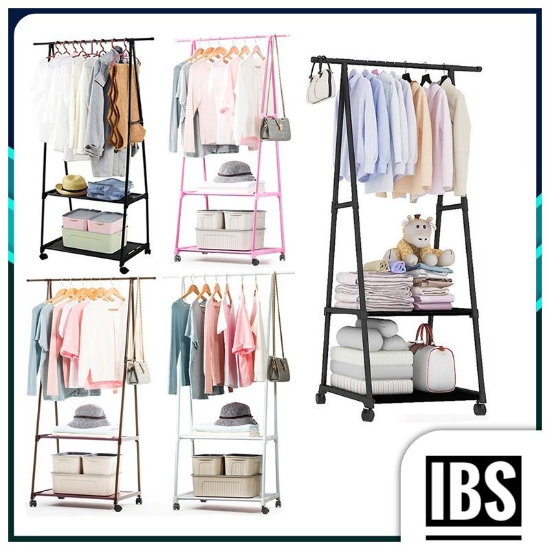 IBS Metal Rack Cloth Rack Hanging Organizer Drying Rack Easy Move Metal ...
