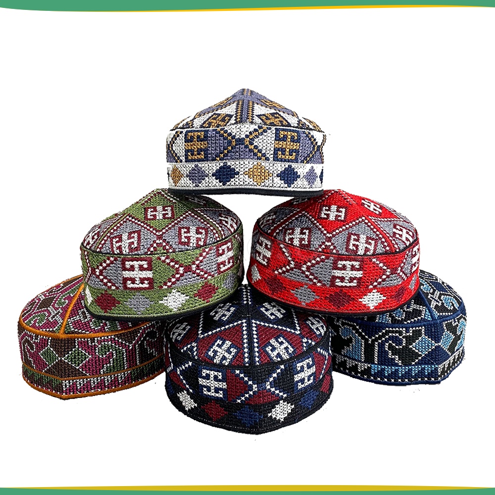 PUTIH HITAM Wholesale (10Pcs) Pakistani Caps With Ovais Motif Stamp ...