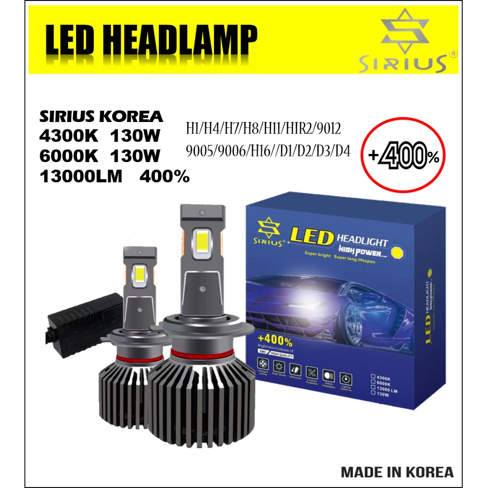 Sirius 130w Super Bright Car LED Headlight Headlamp H1 H4 H7 H8 H11 9005 HB3 9006 HB4 D1 D2 D3 ...