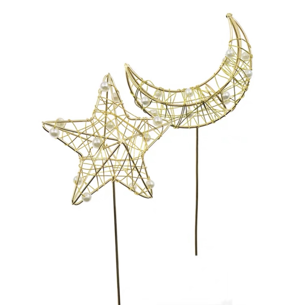 1 pcs Cake Decoration Gold Moon Star Cake Topper Stand | Shopee Malaysia