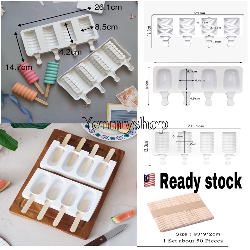 Acuan Silicone Popsicle Mold | Cake Ice Cream Mould | Ais Krim Love Ice ...