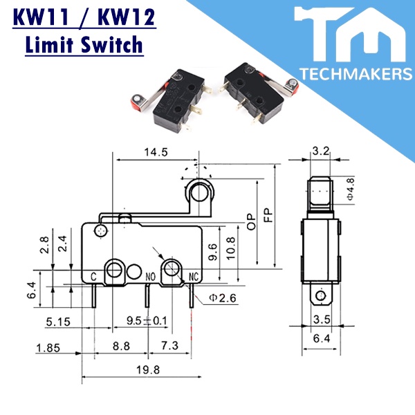 3-Pin KW11 5A Small Touch/ Long Straight Micro Switch Travel Miniature KW12 KW 125VAC 250VAC ...