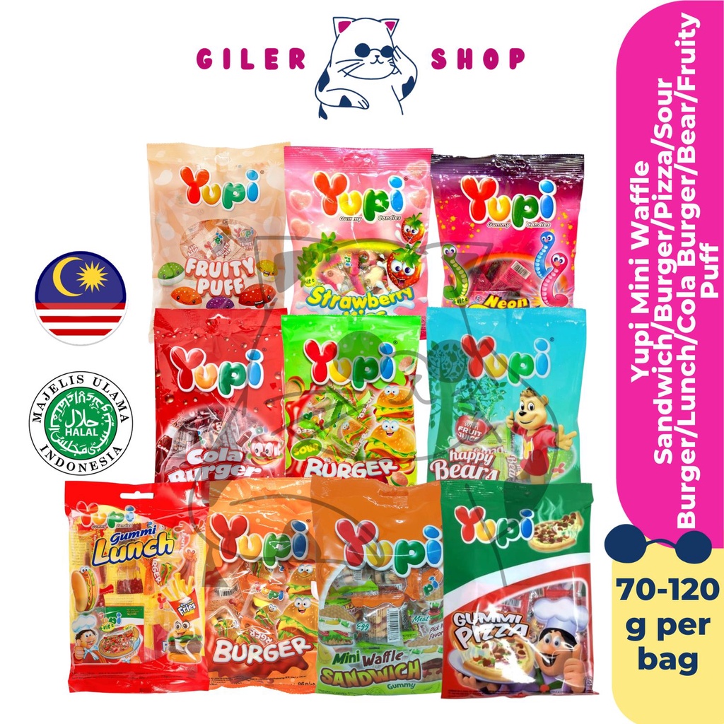 Yupi Gummy Jelly Burger Cola Bear Lunch Fruity Puff Sour Burger Pizza ...