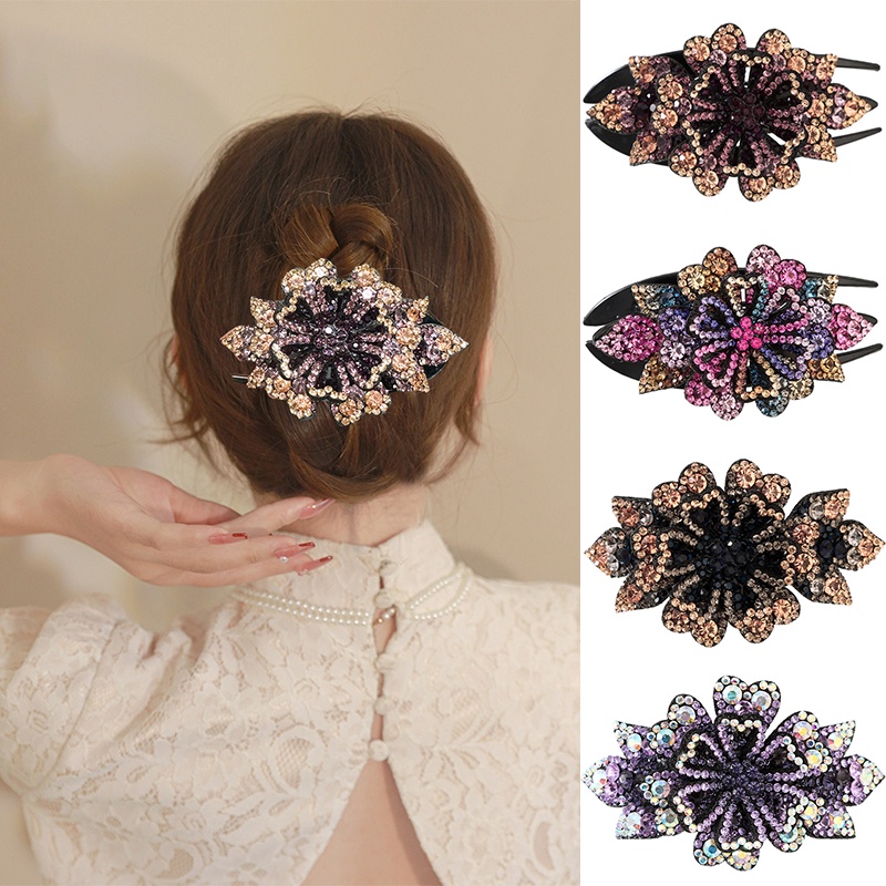South Korea's New Vintage Rhinestone Flower Hairpin Elegant Temperament ...