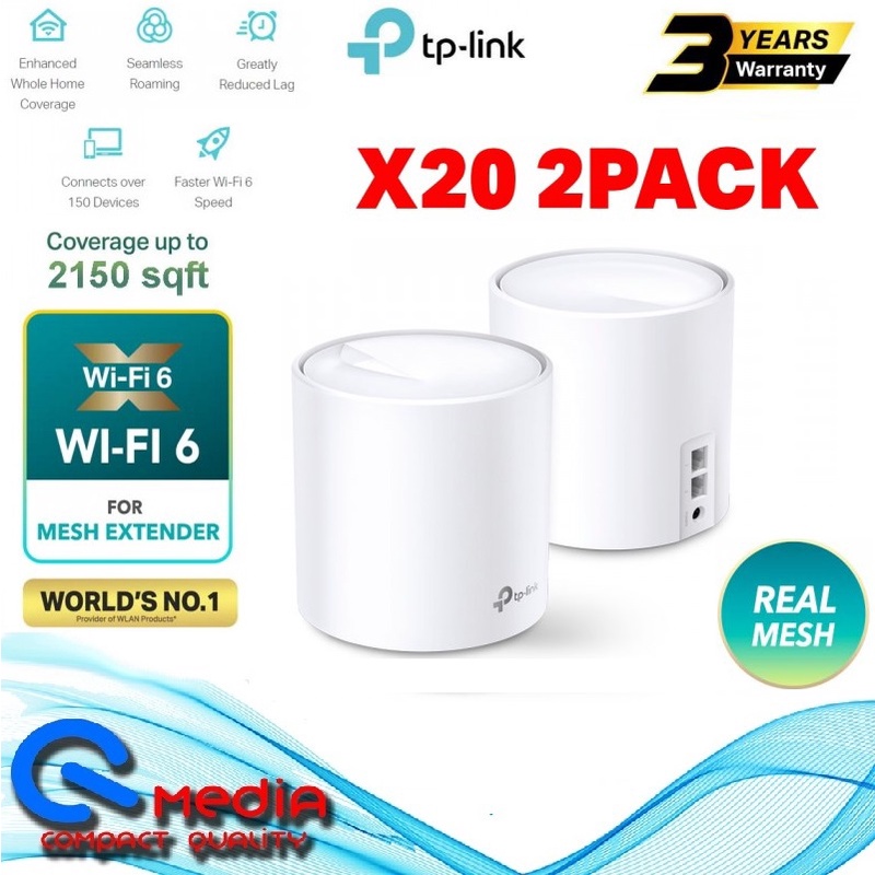 TP-Link Deco X20 AX1800 (2 PACK)WiFi 6 Mesh WiFi Router, Whole Home ...