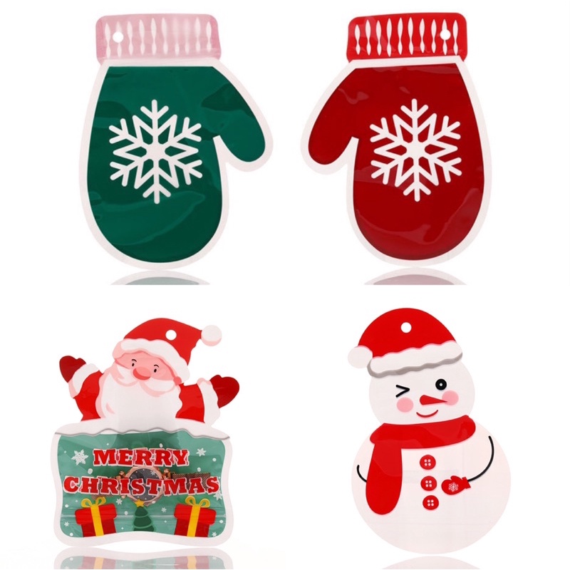 Christmas Santa Snowman Gloves Style Party Treat Ziplock Gift Bag 5 pcs ...