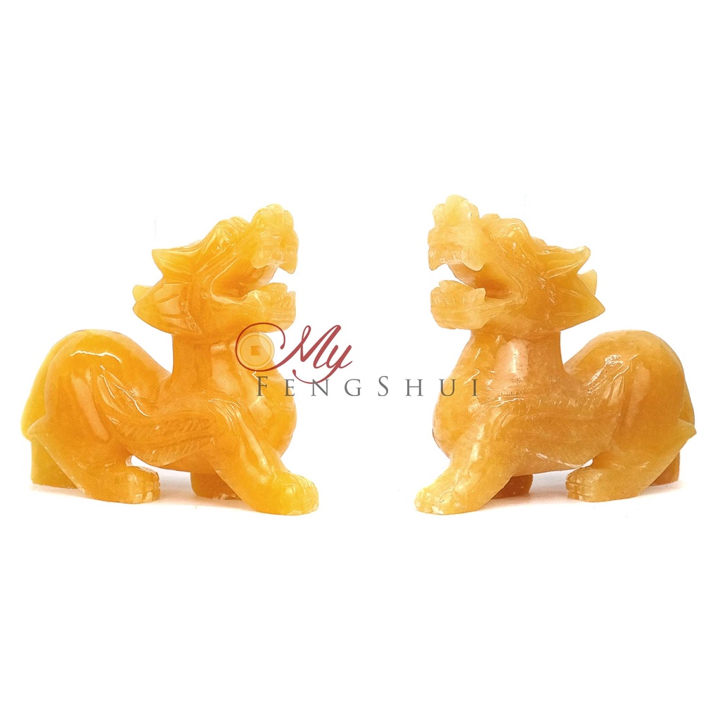 Feng Shui Yellow Jade Jasper Pair of Piyao Pixiu Pi Yao Pi Xiu Pi Chiu ...