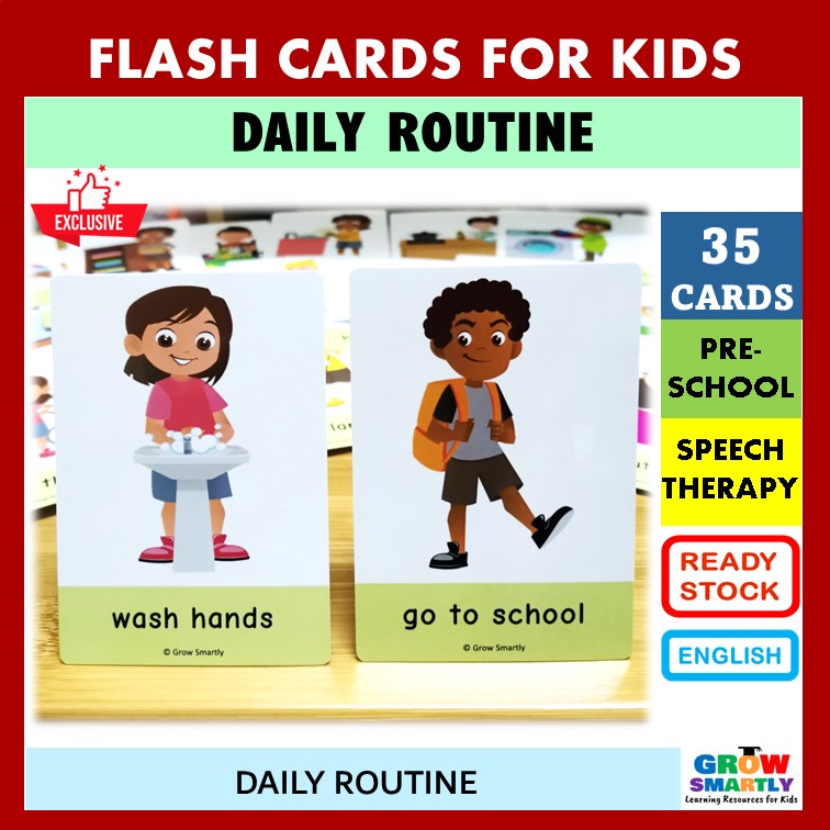 35 pcs Daily Routine English Flash Card for Kids Educational Cards ...