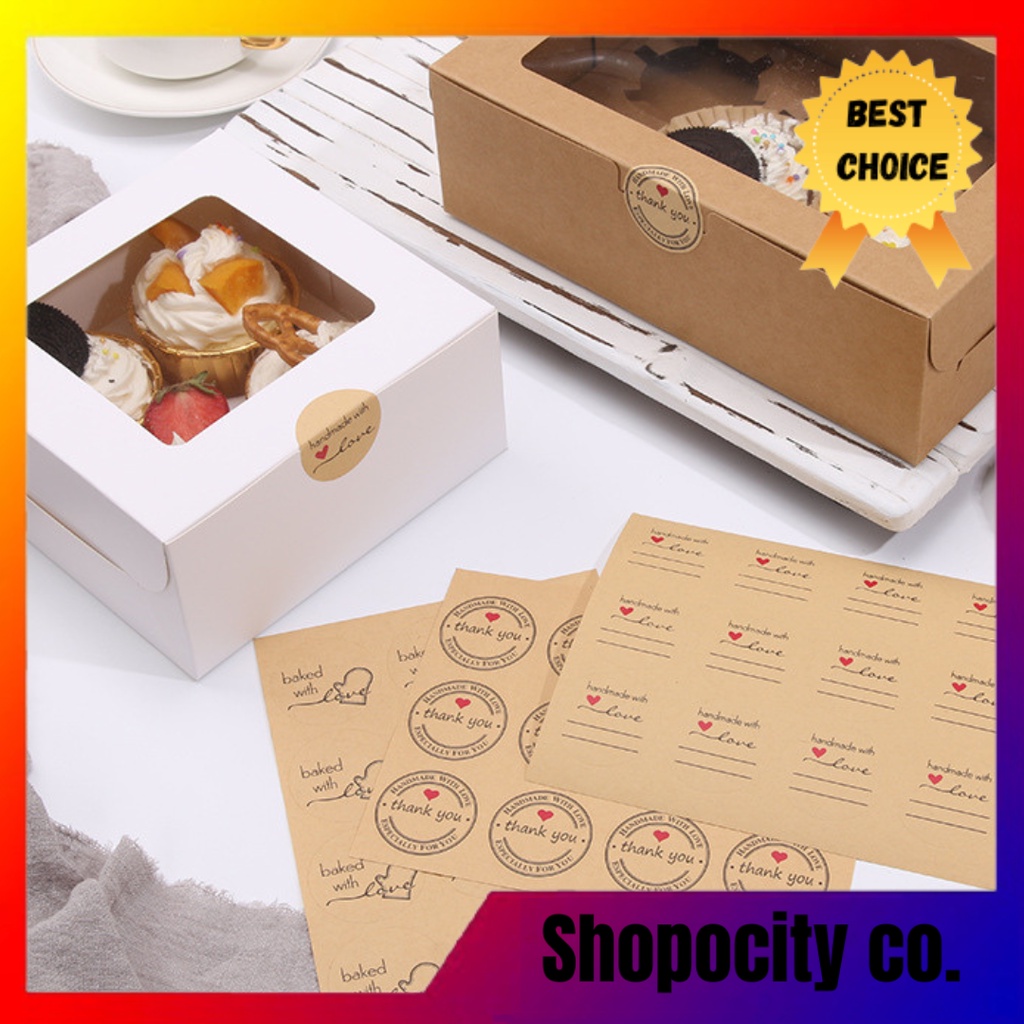 Round Adhesive Thank You Sticker Handmade Cookies Cake Bake Seal Labels ...