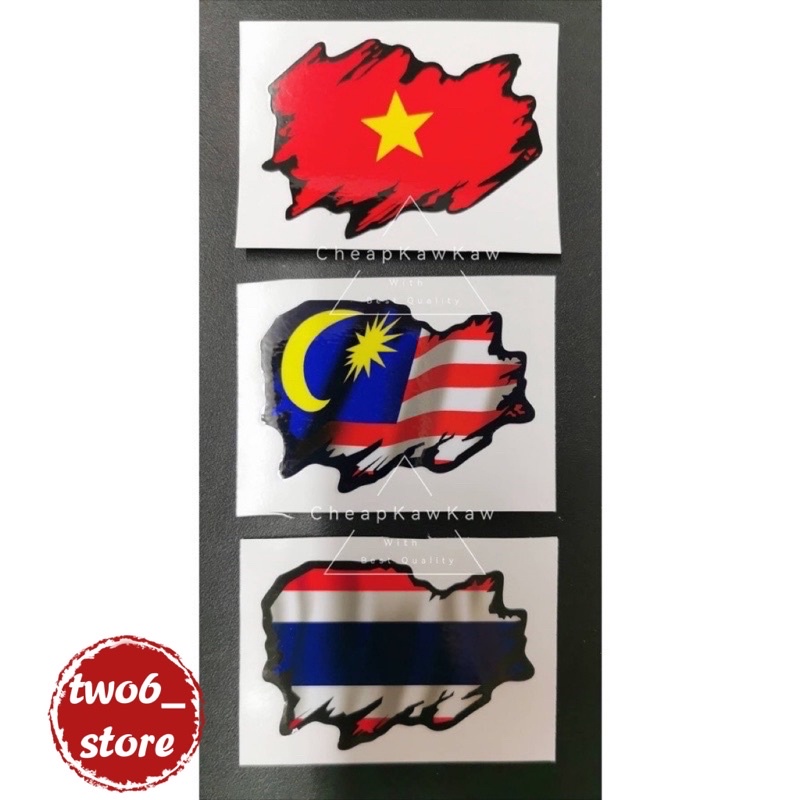 Sticker Inkjet - Flag Bendera Negara Sticker Vietnam Malaysia Thailand ...