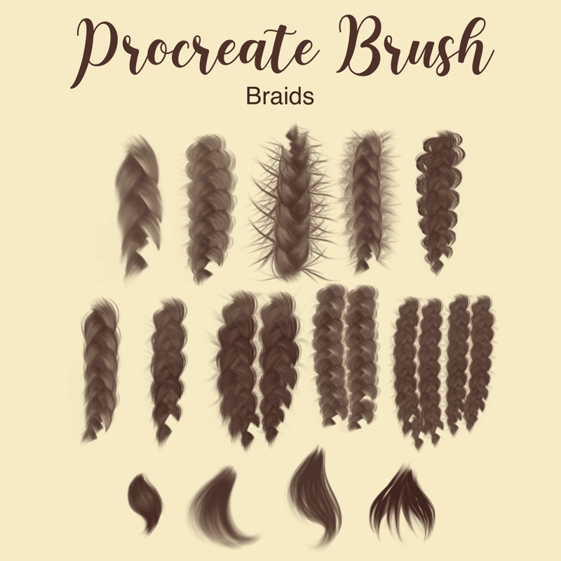 Procreate Brush 14 Braids Hair with pigtails | Shopee Malaysia