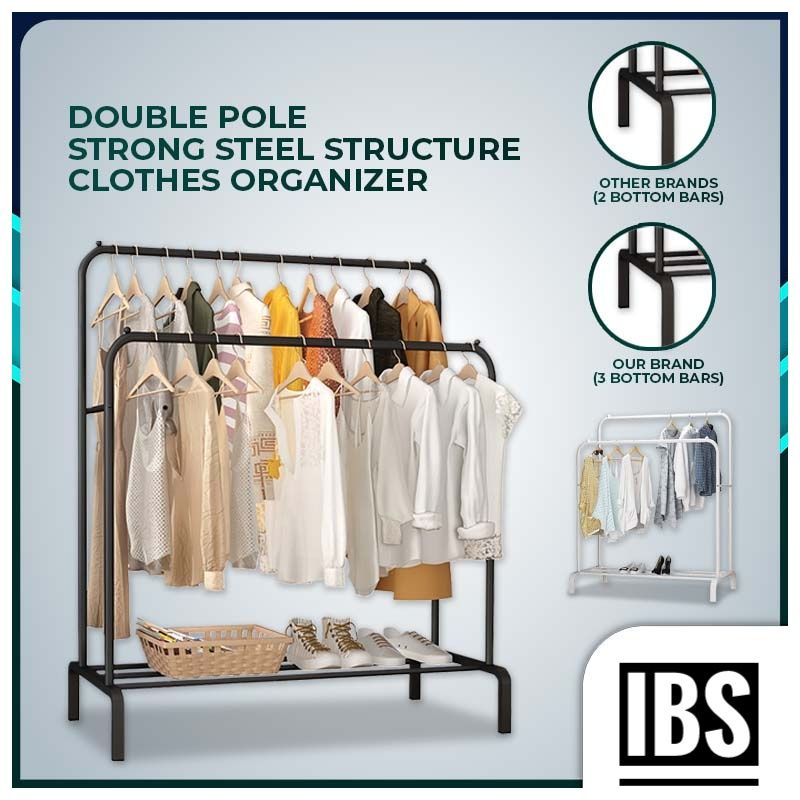 IBS Storage Rack Penyangkut Pakaian Penyangkut Baju Berkembar Double ...