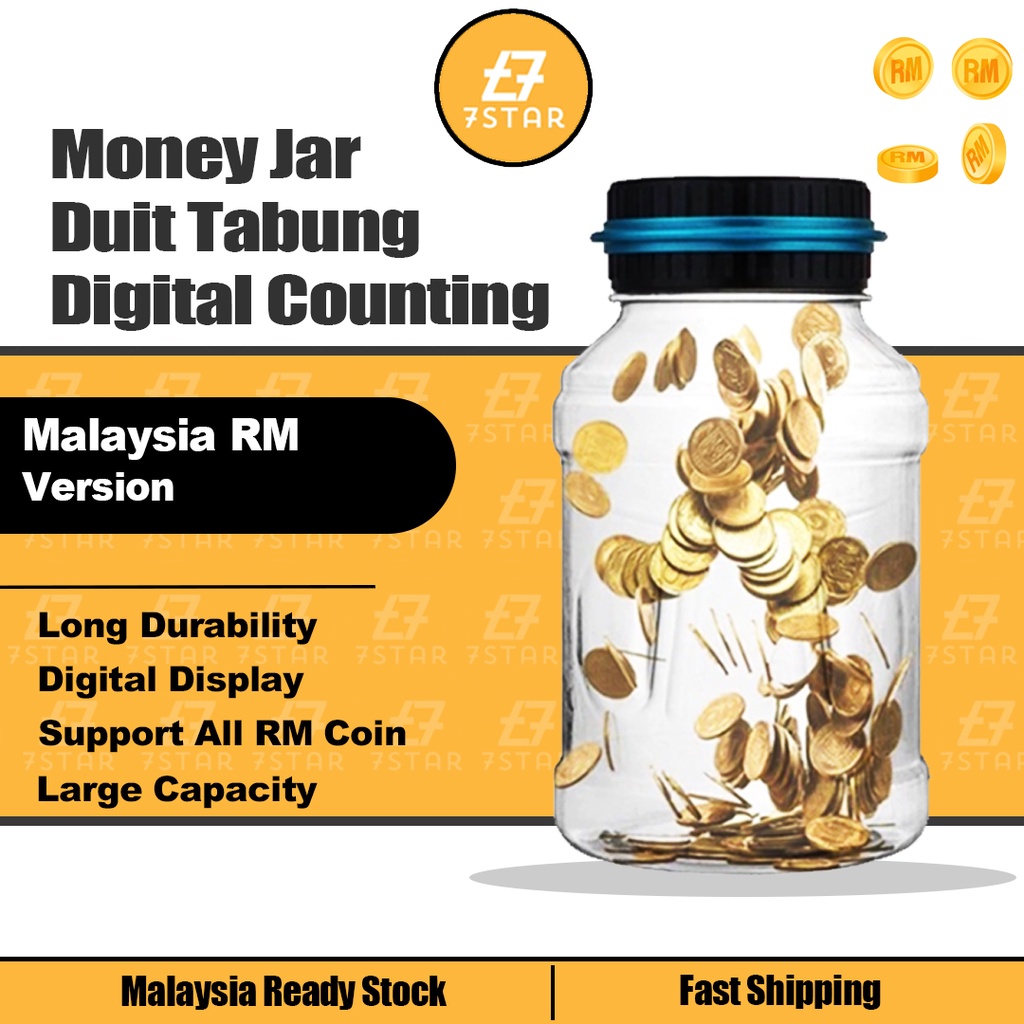 7star Tabung Duit Digital Piggy Bank Coin Savings LCD Counting Jar Gift ...