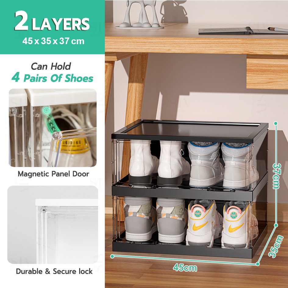 【Installation-Free】SIV Foldable Shoe Rack Folding Shoe Cabinet Rak ...