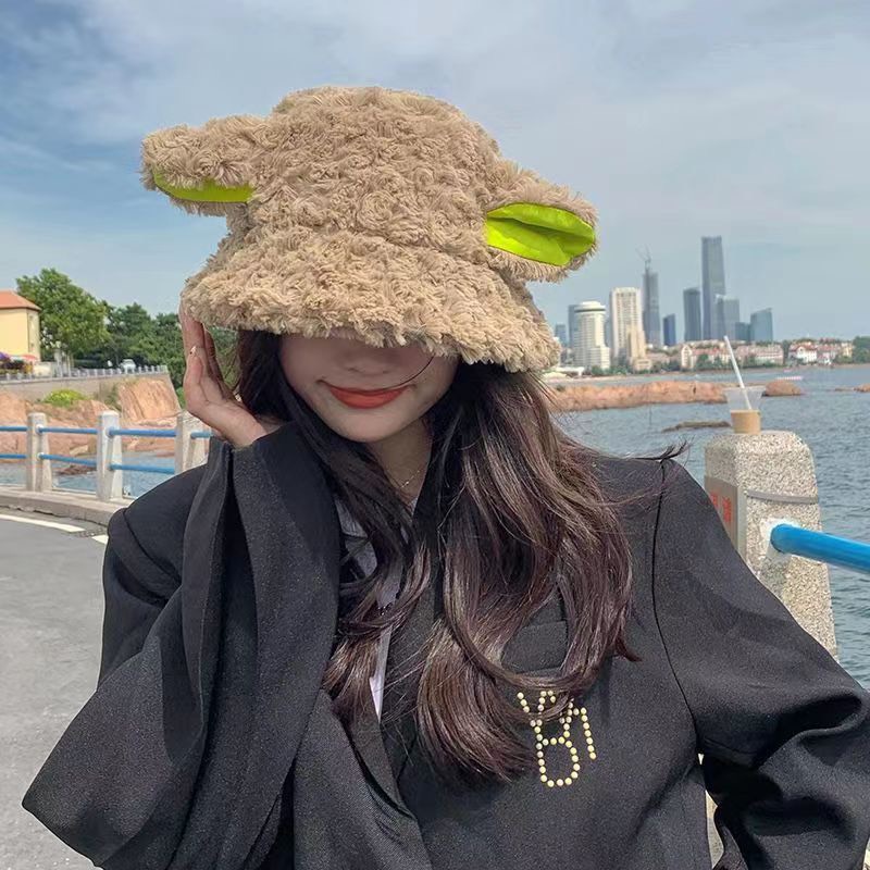 Bucket hat bucket hat with soft fur and swirling sheep ears 512 many ...
