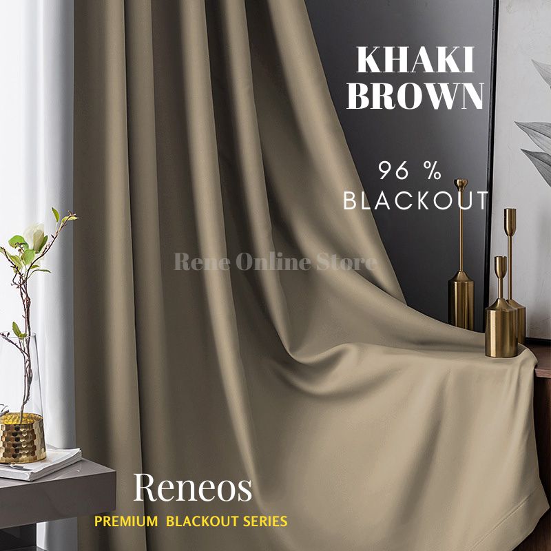 RENEOS Premium 99% Blackout Curtain 250cm Height Window Langsir Sliding ...