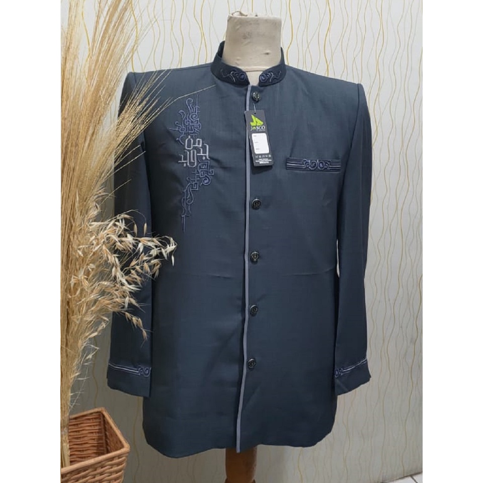 Dannis Dark Gray Wool Novus Jas Koko Embroidery Calligraphy Man Jadda ...