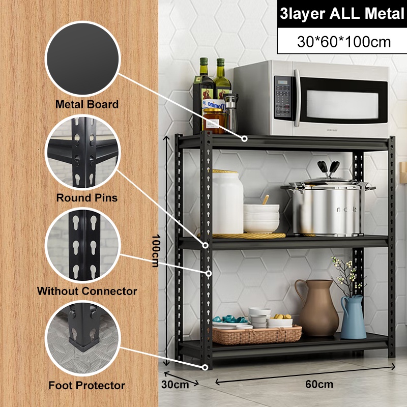 3/4/5 Tier Heavy Duty Rack Rak Besi Bertingkat Metal Adjustable ...