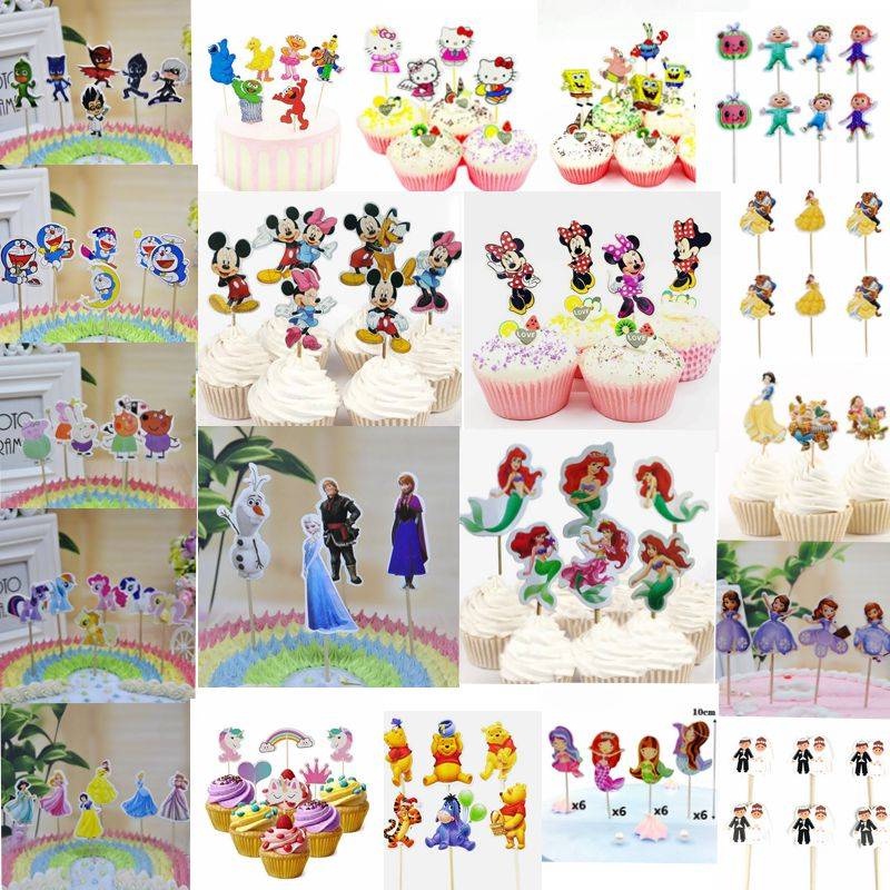 24pcs Cupcake Toppers Cute Cartoon Princess Theme Cake Decorations ...