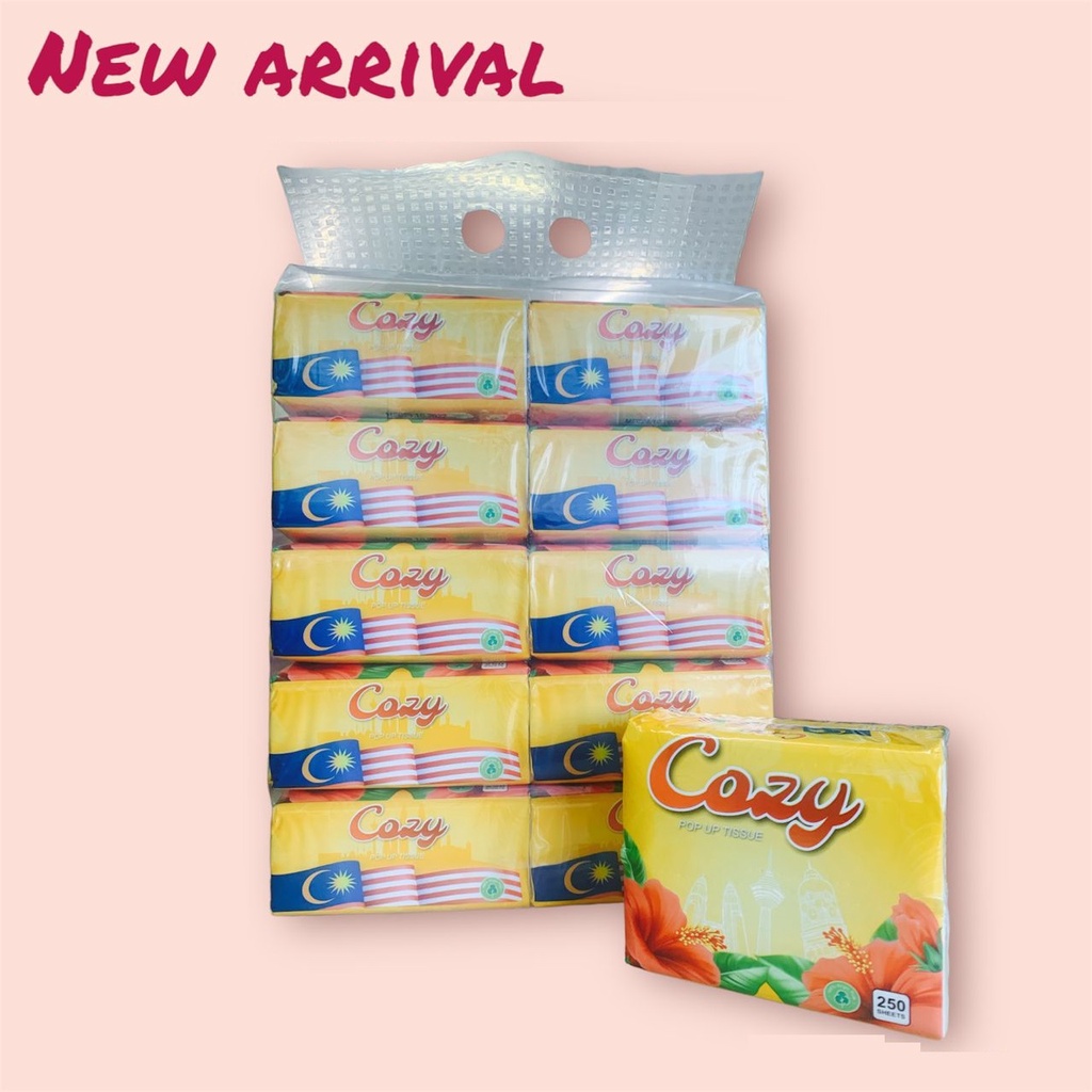 Cozy 3ply Pop Up Tissue / Soft Facial Tisu (250sheets x 10packs) | Shopee Malaysia