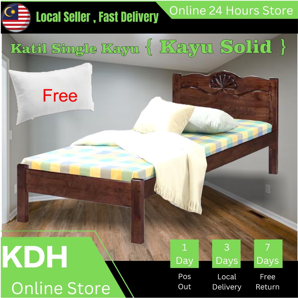 {Free Pillow} SN 304 SB (K)/Katil Kayu Single/Wooden Single Bed/Bed ...