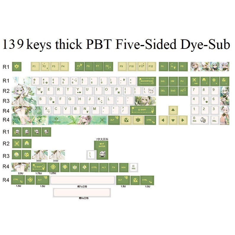 [FAST Delivery] Genshin Impact Nahida Kusanali PBT Keycap, 138 keys ...