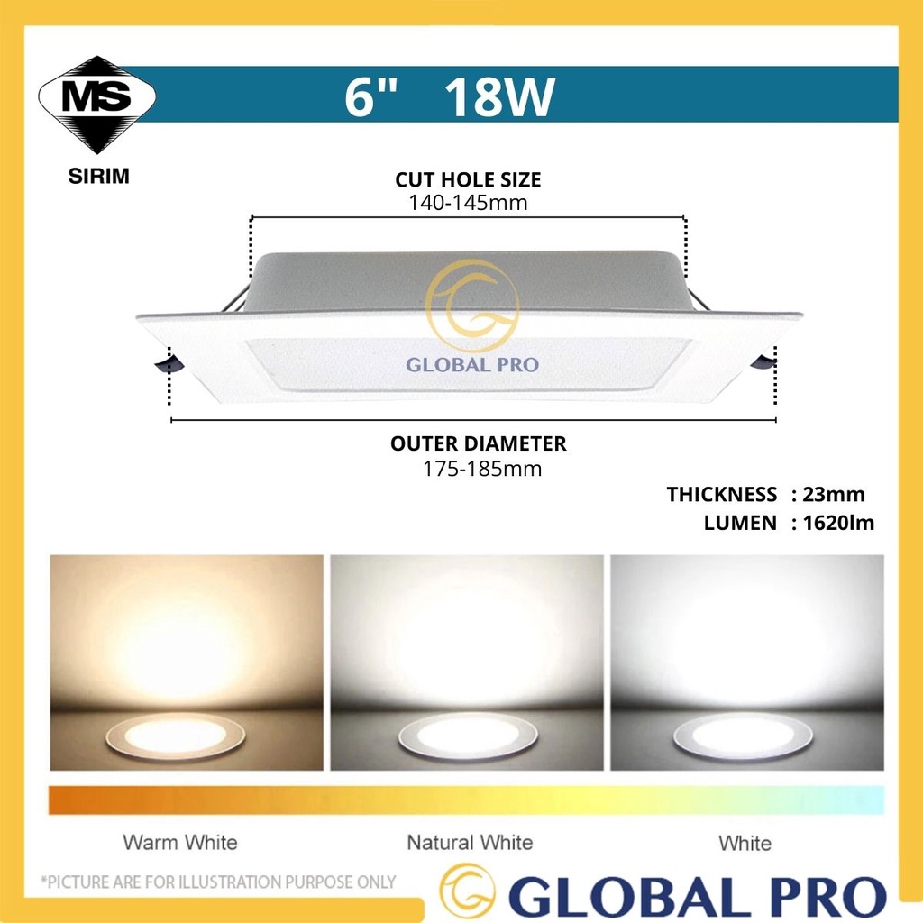SIRIM LED 6 Inch Down Light LED Downlight Down Light LED Ceiling Light ...