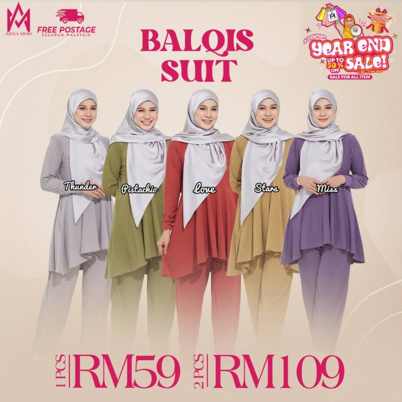 BALQIS SUIT Ironless TIADA Nursing by Aisysmom | Set baju dan seluar tanpa gosok | Suit raya ...