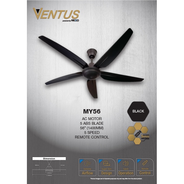 Rezo Ventus MY56 Celling Fan -Kipas ceiling | Shopee Malaysia