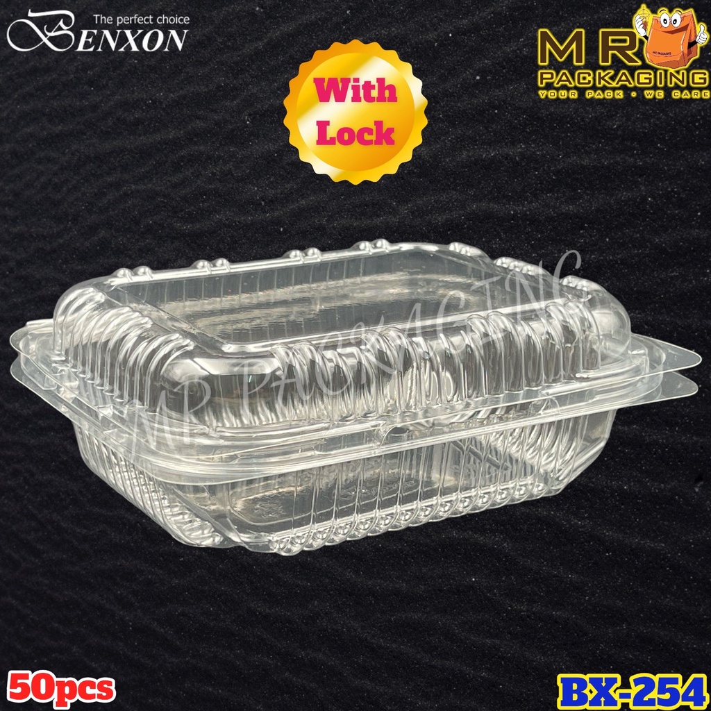 Benxon BX-254 Fruit Tray with Lock [ 50pcs± ] Disposable Clear Food OPS ...