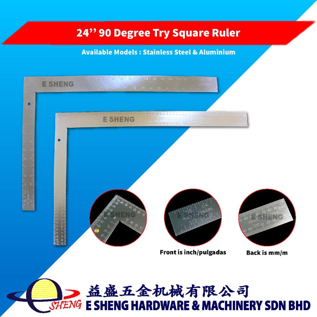 16'' x 24'' 90 Degree Stainless Steel Try Square Ruler 600mm x 400mm ...