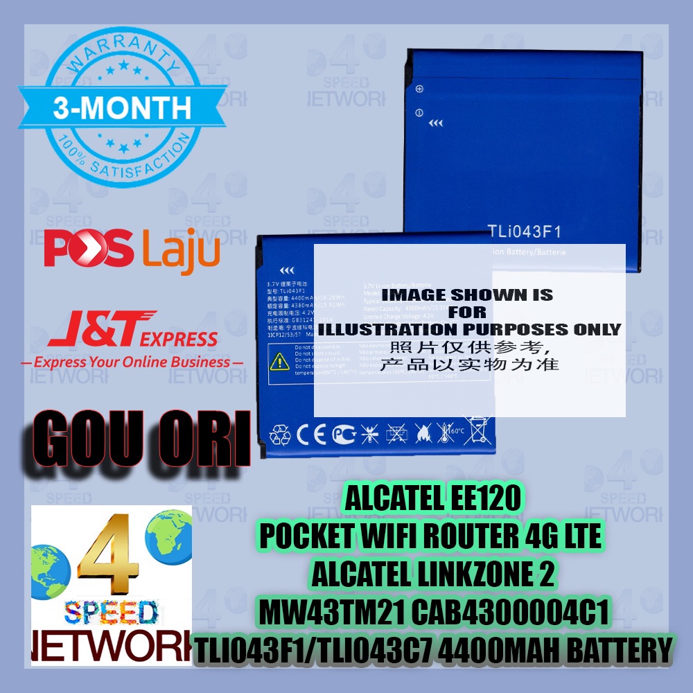 ALCATEL 4G 4GEE EE120 MW43TM21 TLi043F1 TLI043C7 CAB4300004C1 4400mAh ...